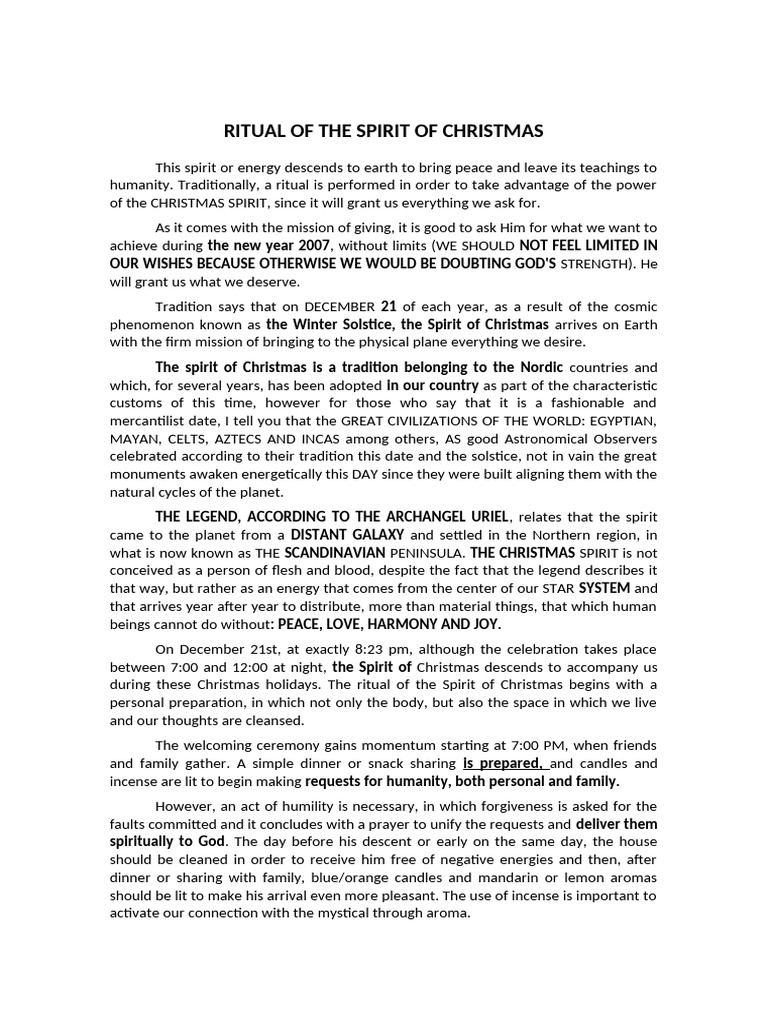 Christmas Spirit Ritual Guide | PDF | Christmas