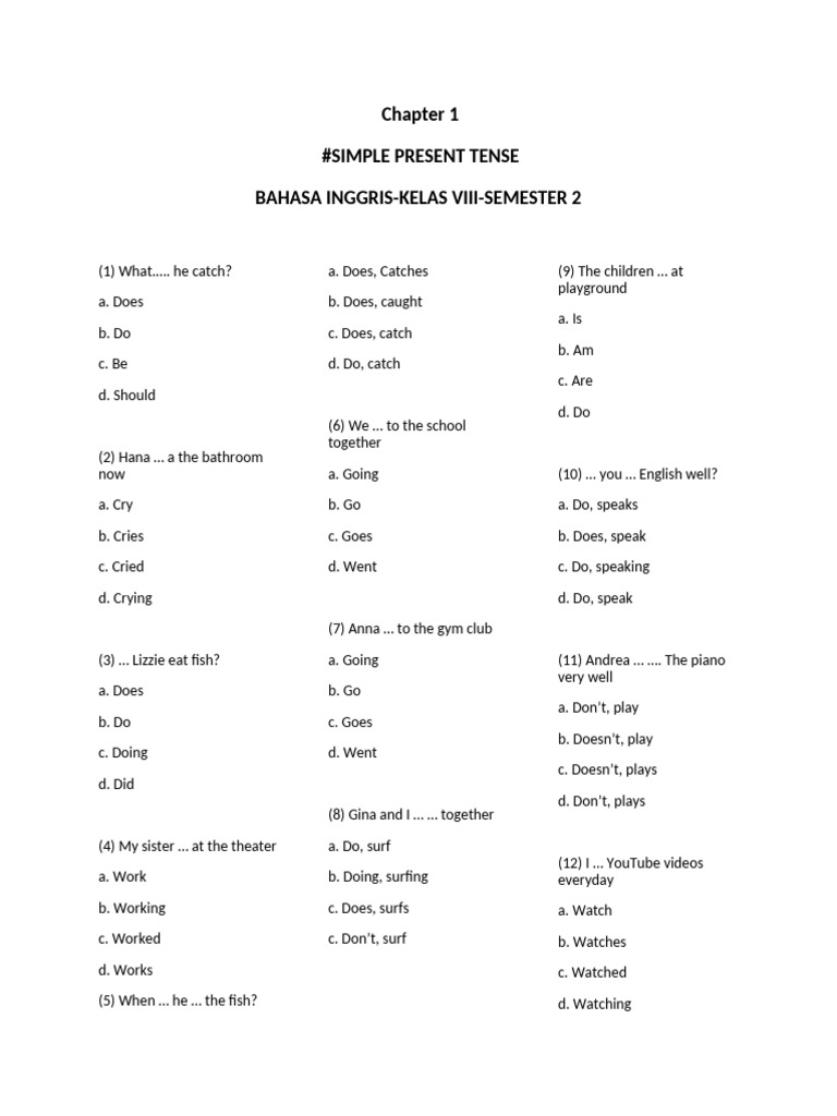 Simple Present Tense Exercises | PDF
