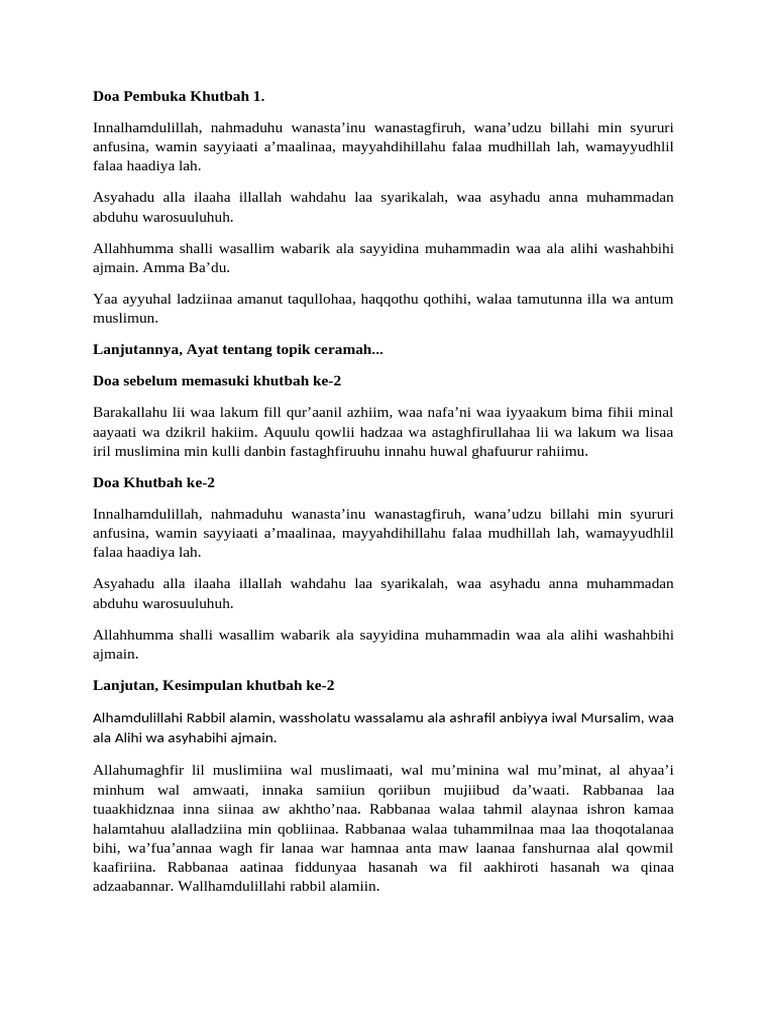 Doa Khutbah Jumat | PDF