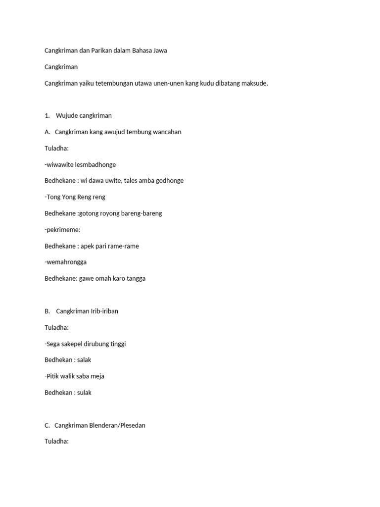 Cangkriman dan Parikan dalam Bahasa Jawa | PDF