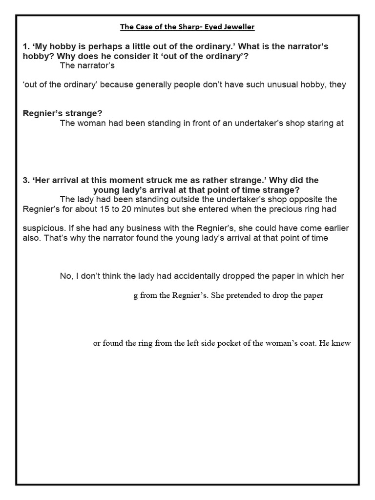 The Case of The Sharp Eyed Jeweller | PDF