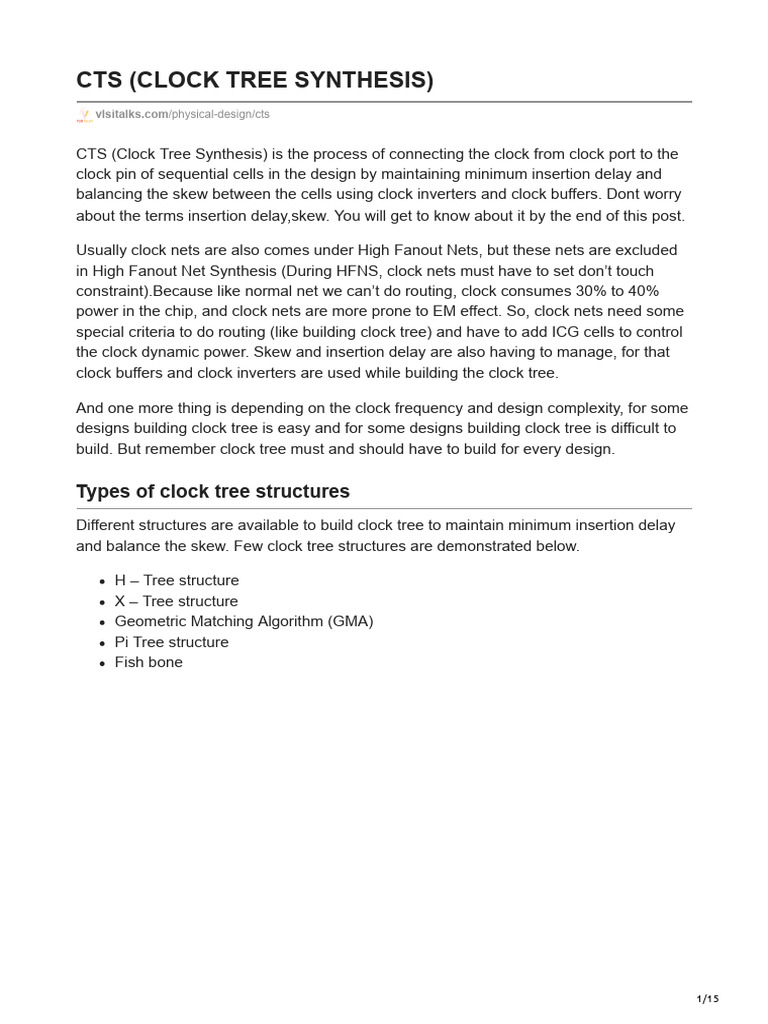 CTS Clock Tree Synthesis | PDF | Electronic Engineering | Computer Engineering
