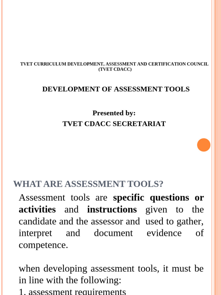 CONTENT - Designing and Developing Assessment Tools | PDF | Educational Assessment | Evidence