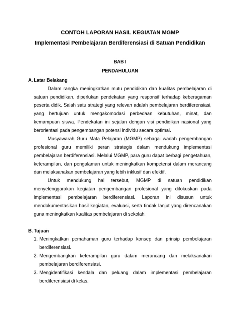 2.2.1.2 Contoh Laporan Hasil Kegiatan MGMP | PDF