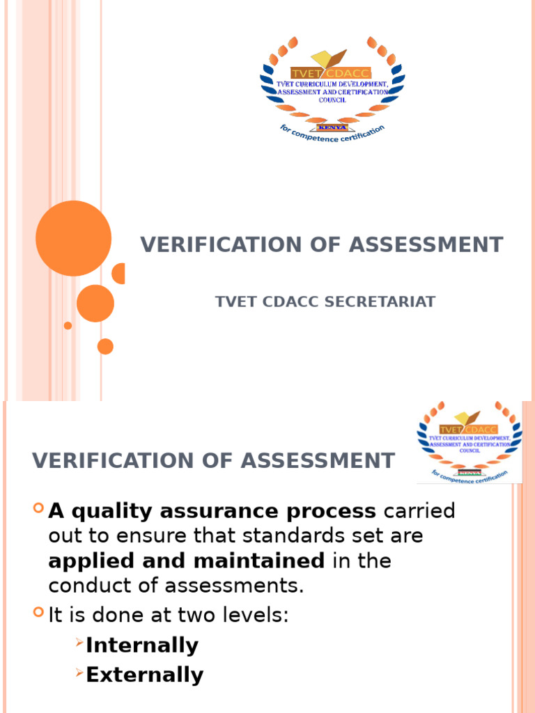 TVET Assessment Verification Process Guide | PDF
