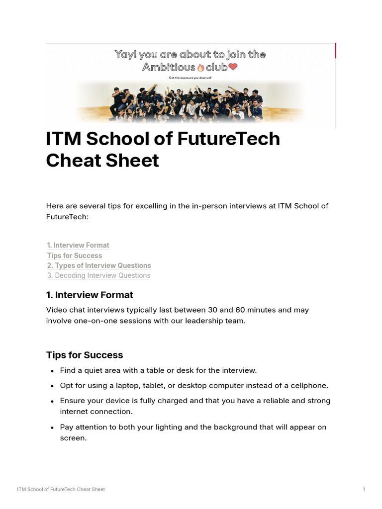 ITM School of FutureTech Cheat Sheet | PDF | Thought | Behavioural Sciences