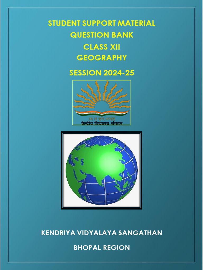 Class XII Geography Question Bank 2024-25 | PDF | Agriculture | Human ...