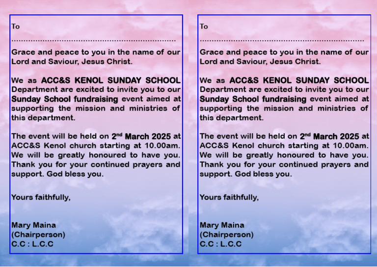 Sunday School Invitation Letter 2025 | PDF