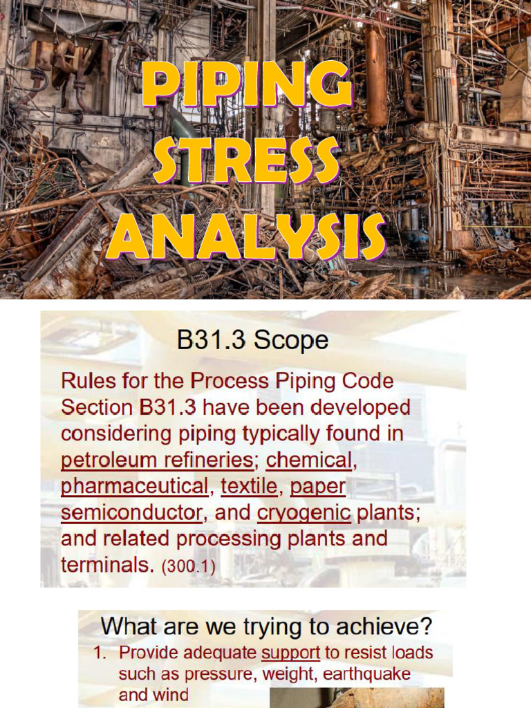 Pipe Stress Analysis Presentation | PDF | Stress (Mechanics) | Bending