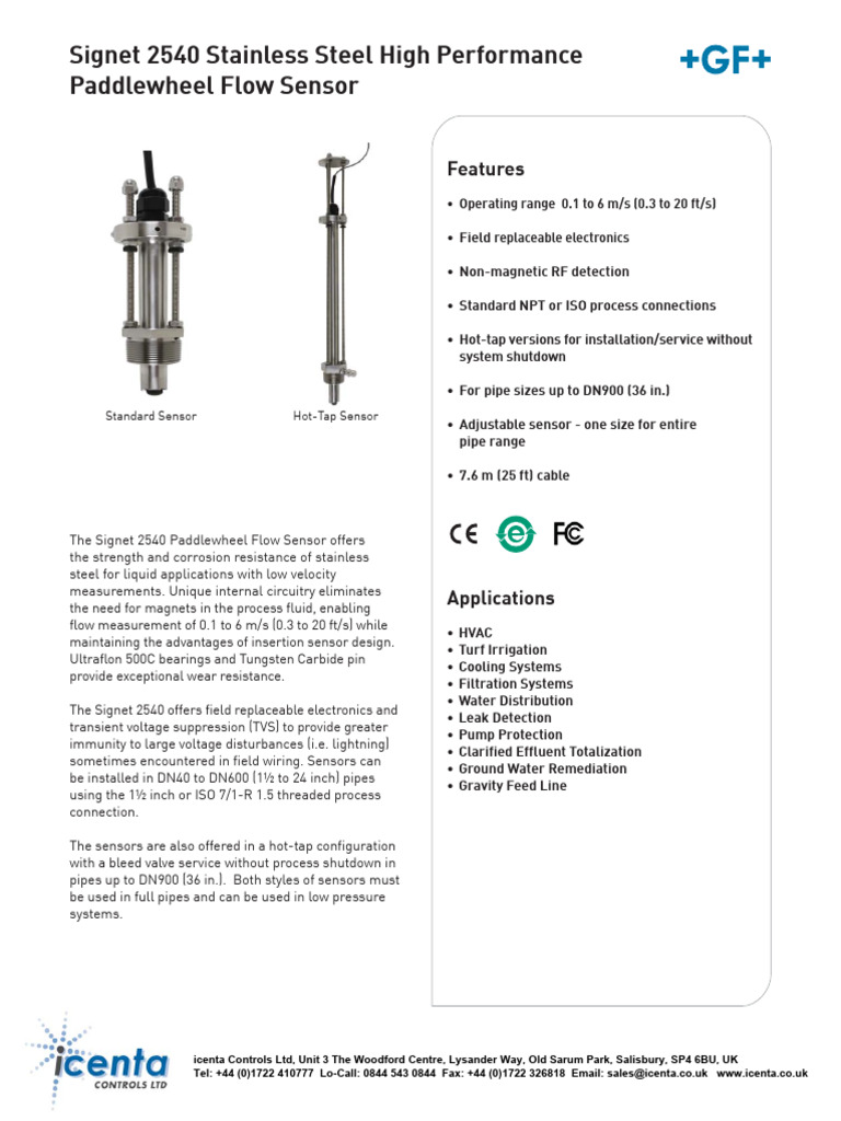 2540 Stainless Steel Paddlewheel Flow Sensor Ic | PDF | Pipe (Fluid ...