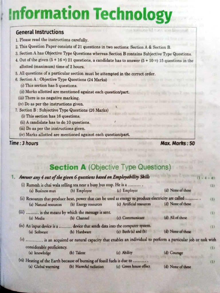 Class 9 IT Sample Paper 1 | PDF | Software | Computing