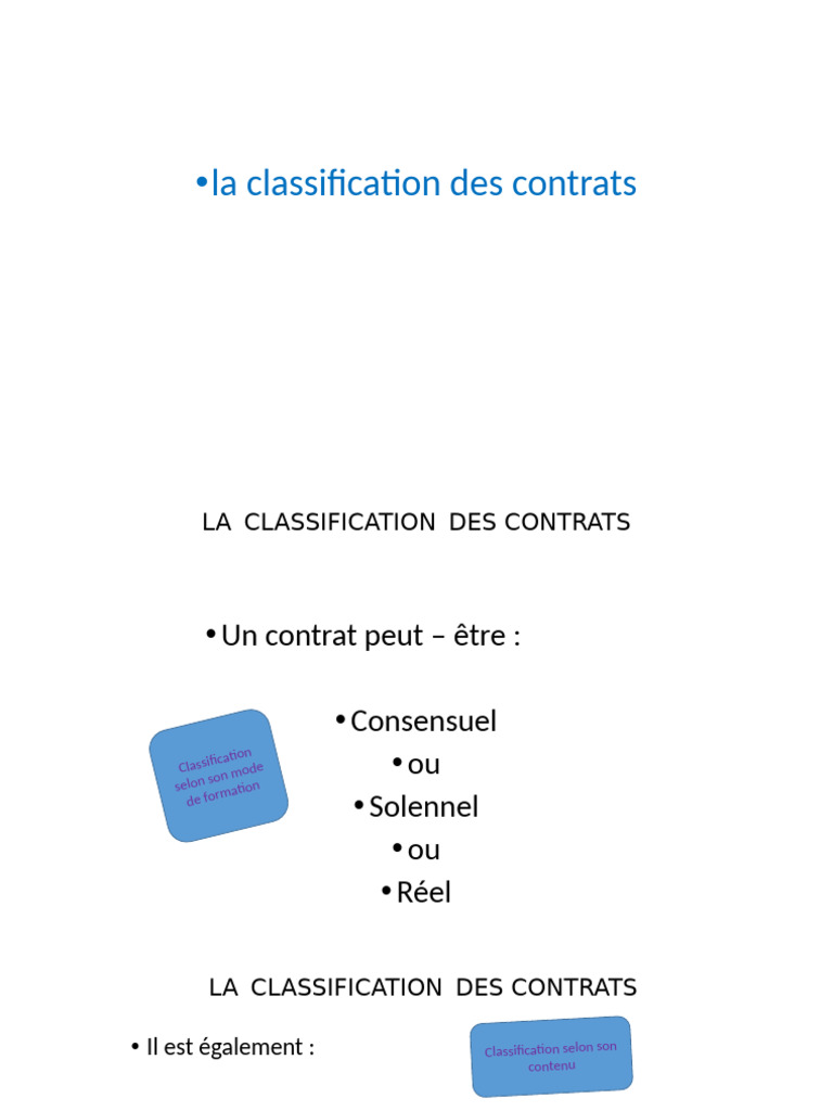 la classification des contrats | PDF