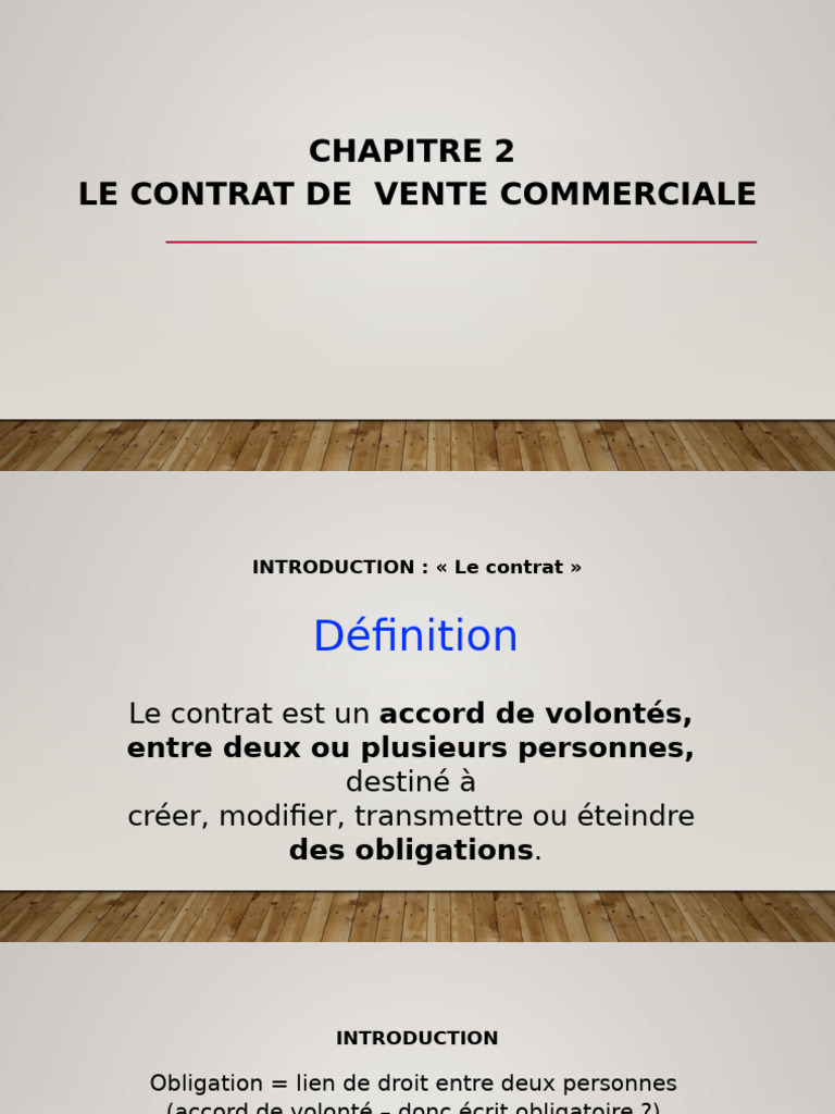 Chap 2 Droit Des Contrats de Vente Commerciaux | PDF | Droit des obligations | Loi commune