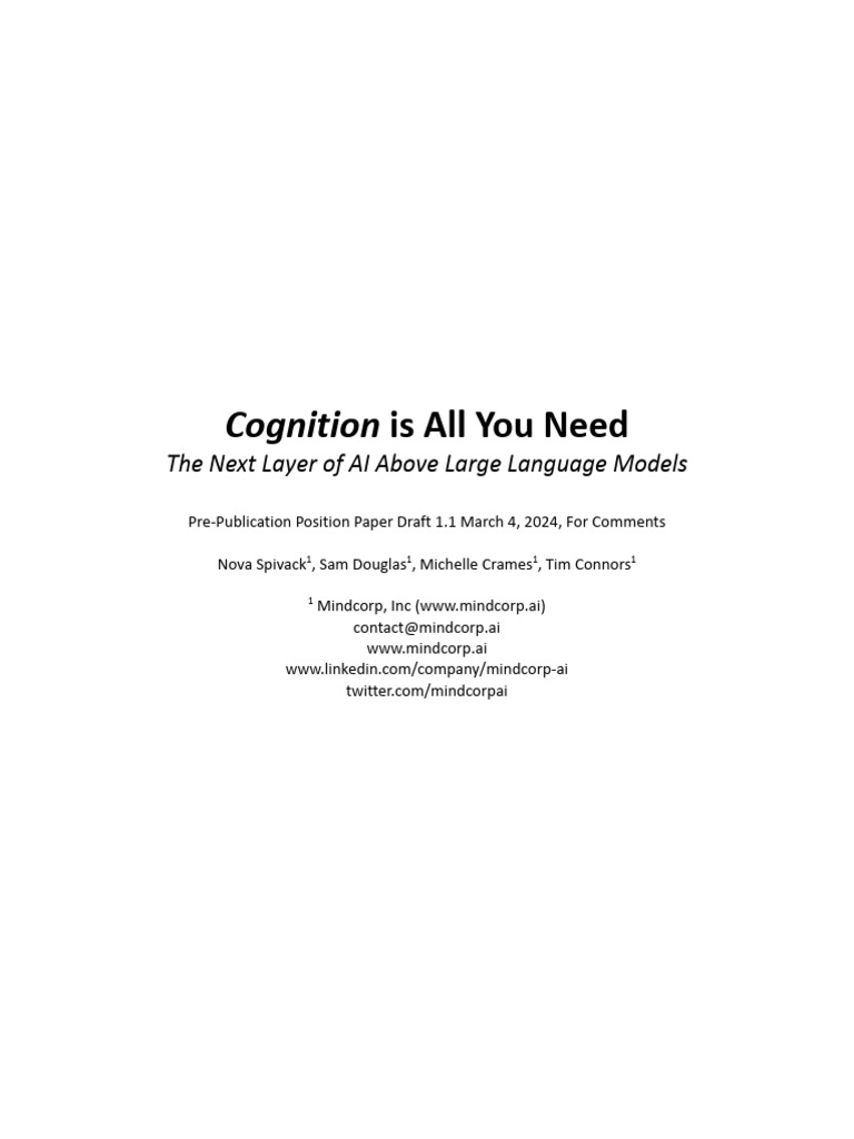 Cognition Is All You Need | PDF | Artificial Intelligence | Intelligence (AI) & Semantics