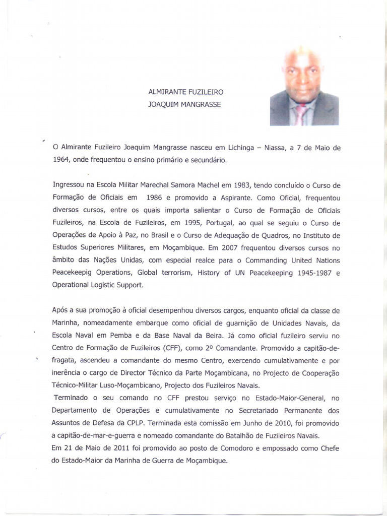 Biografia do Almirante Joaquim Mangrasse | PDF