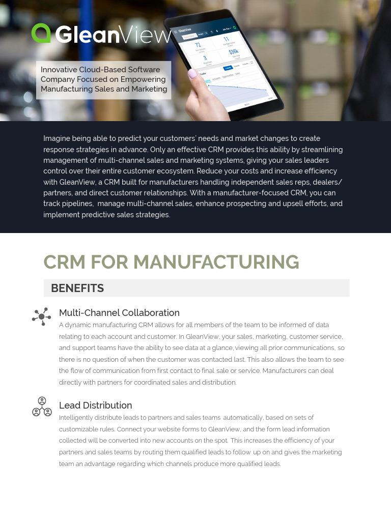 CRM For Manufacturing | PDF | Customer Relationship Management | Sales
