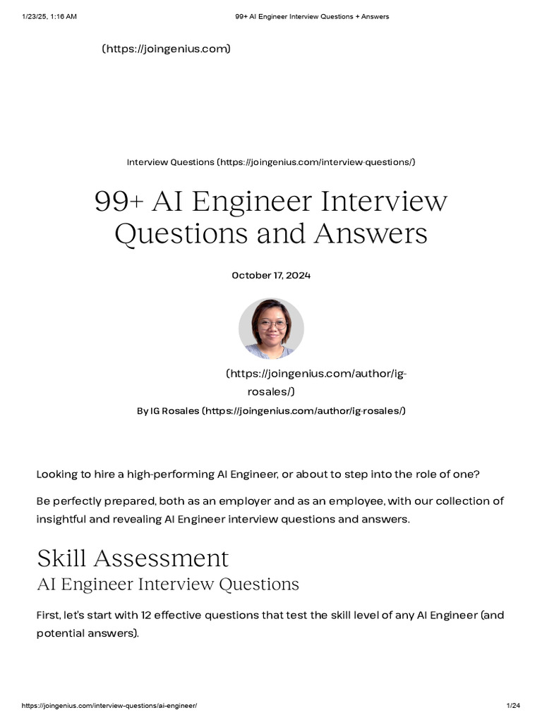 99+ AI Engineer Interview Questions + Answers | PDF | Artificial ...