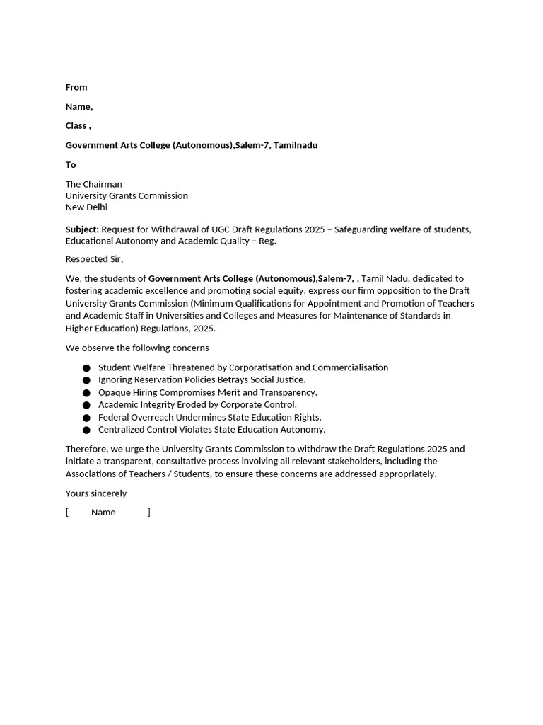 Opposition to UGC Draft Regulations 2025 | PDF