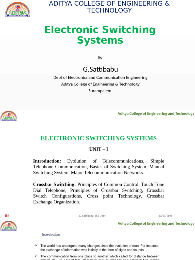 ESS UNIT 1 part A | PDF | Telephone Exchange | Telecommunications
