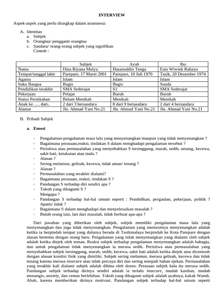Guide Anamnesa | PDF