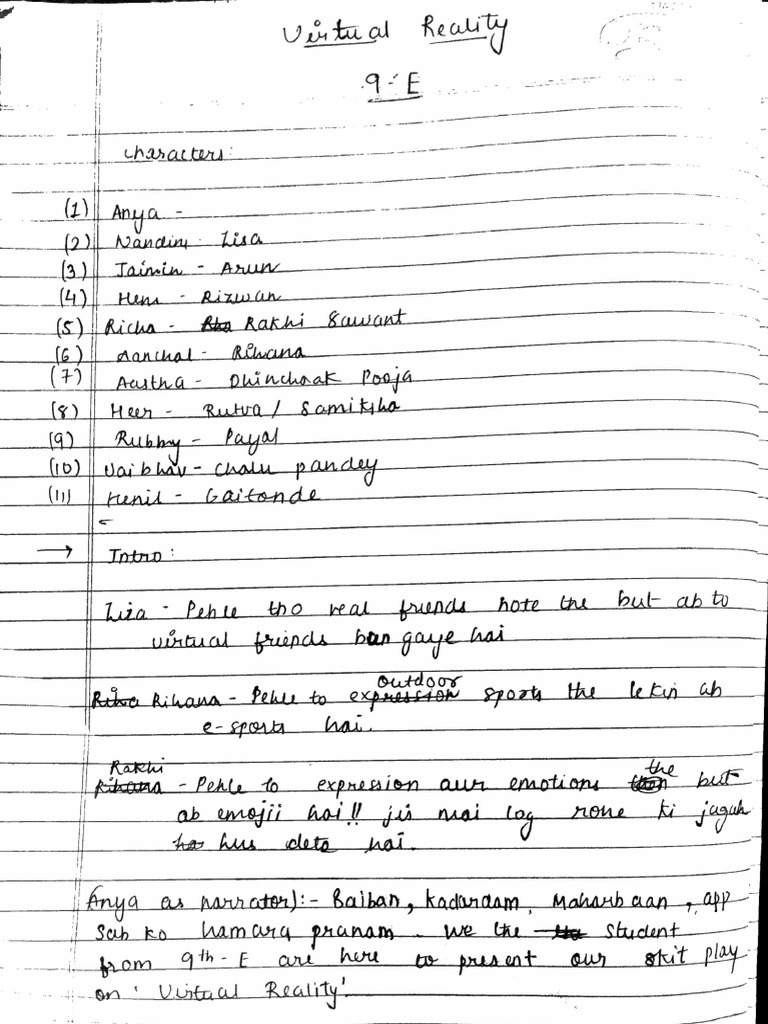 Virtual Reality Play Script | PDF