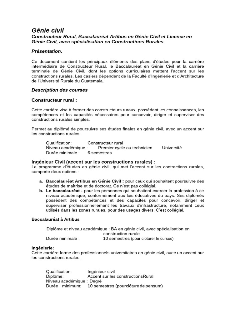 Pensum Ingénierie Civile | PDF | Mathématiques | Ingénieur