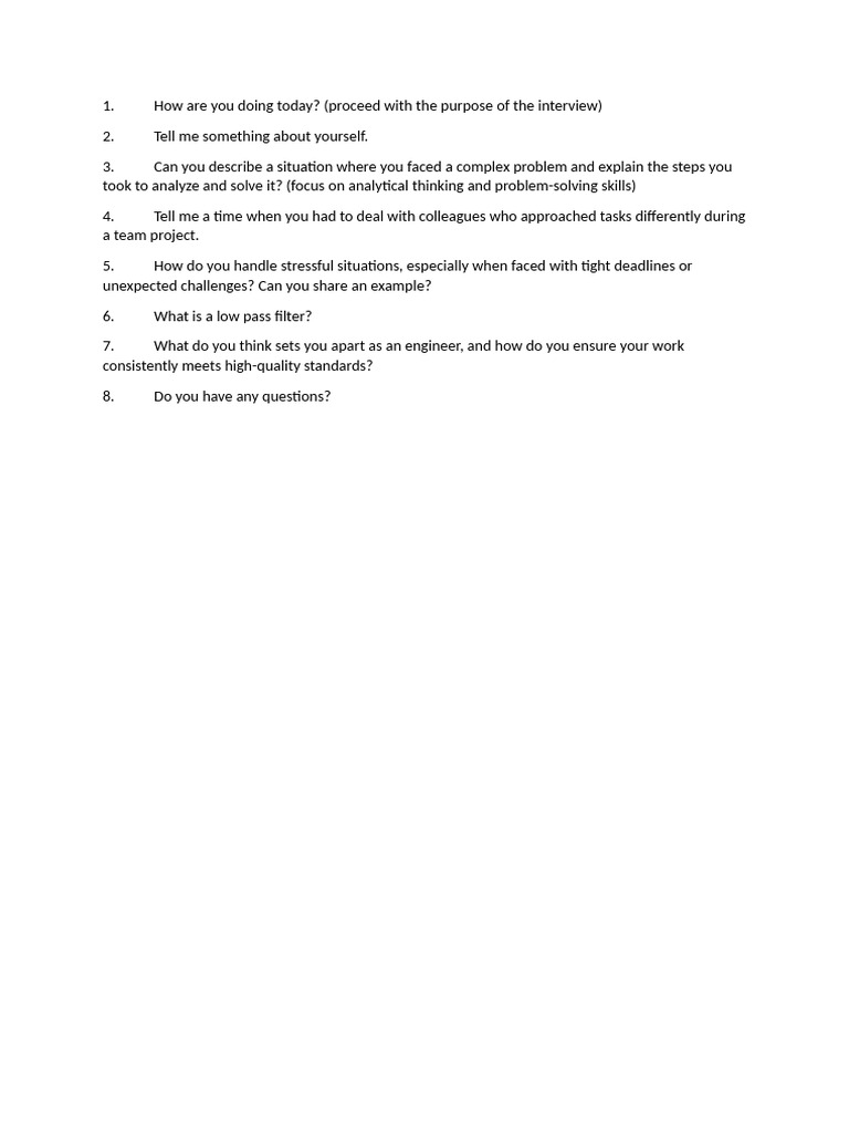 Engineering Interview Questions Guide | PDF
