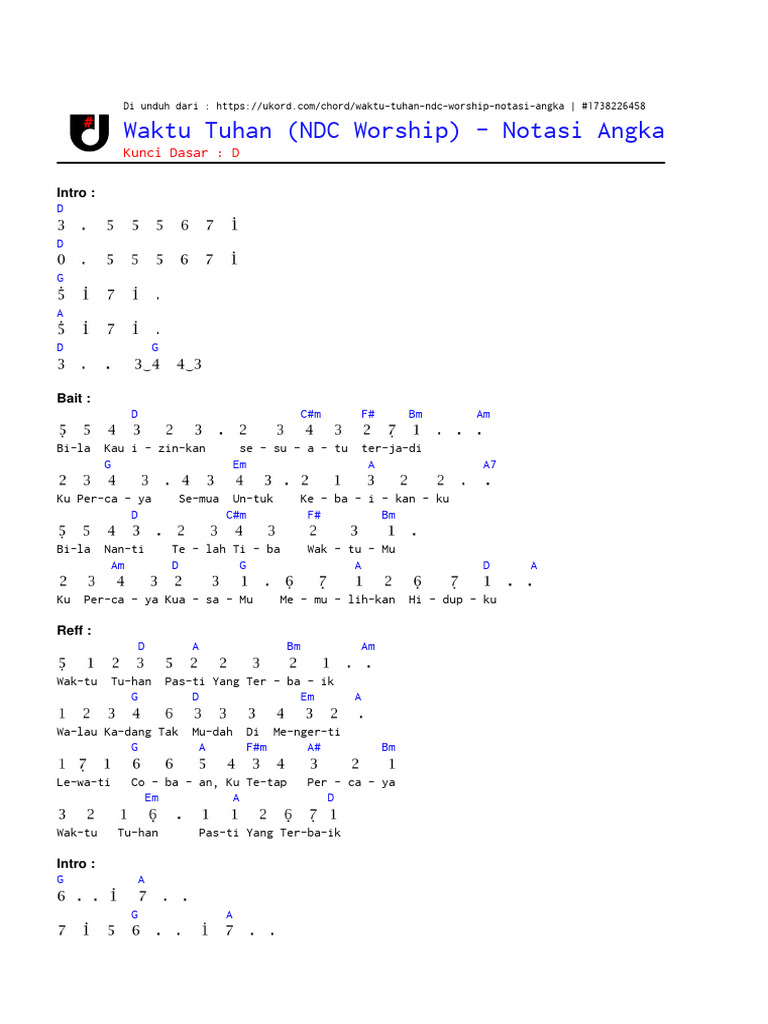 Waktu_Tuhan_NDC_Worship_-_Notasi_Angka_Key-D_ukord (1) | PDF