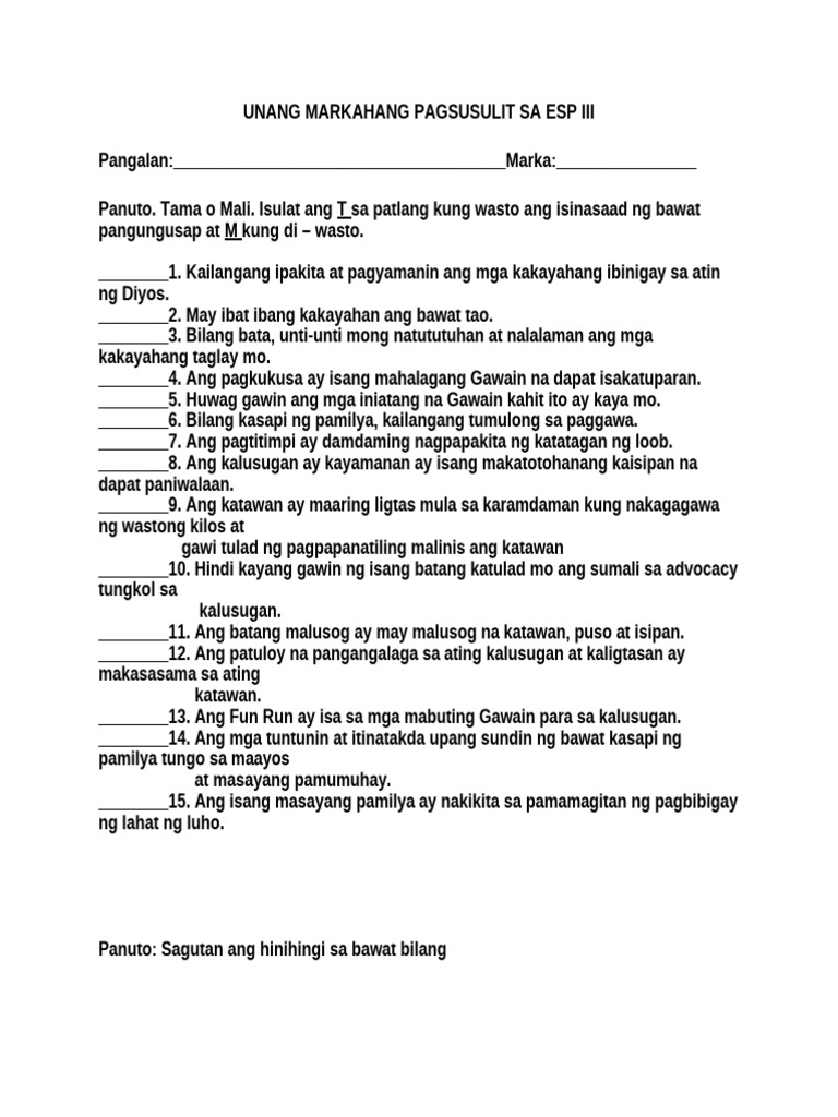 PT - Esp 3 - Q1 V2 | PDF