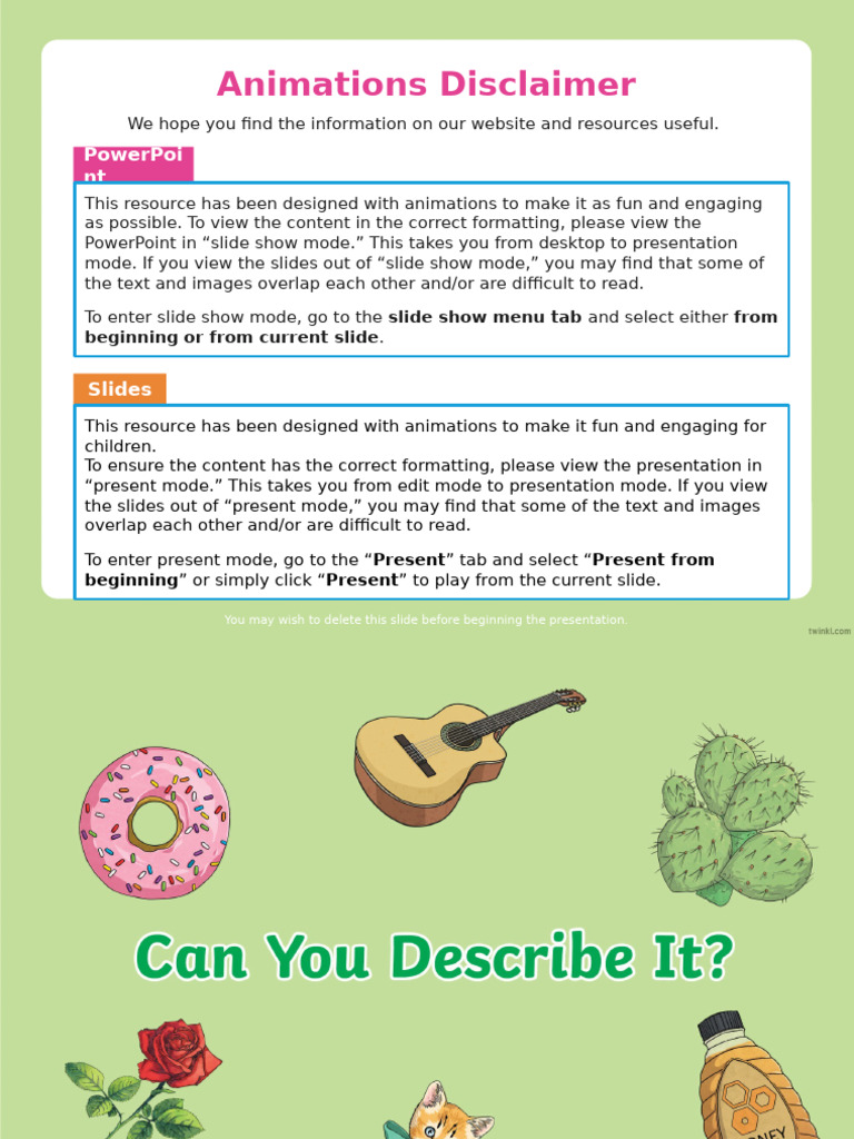 Can You Describe It Using Descriptive Language PowerPoint & Google ...