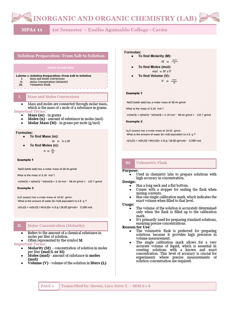 Solution Prep & Chemistry Concepts | PDF | Alkene | Osmosis
