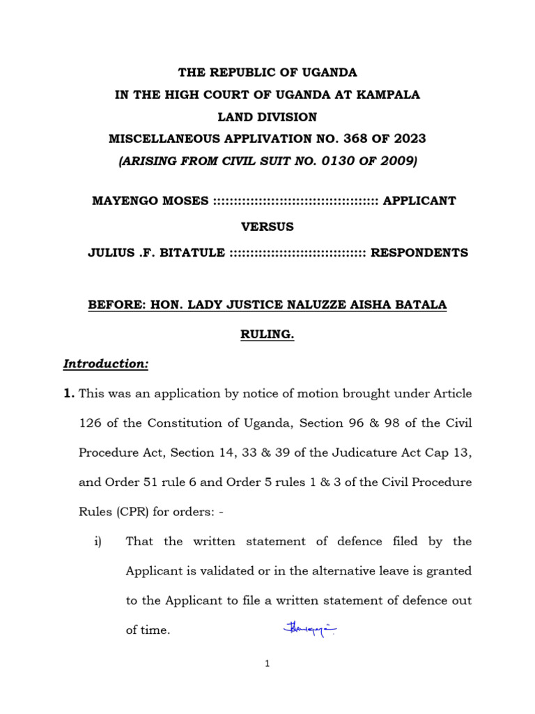 Validation of Defence in HCCS 130/2009 | PDF | Lawsuit | Political Law