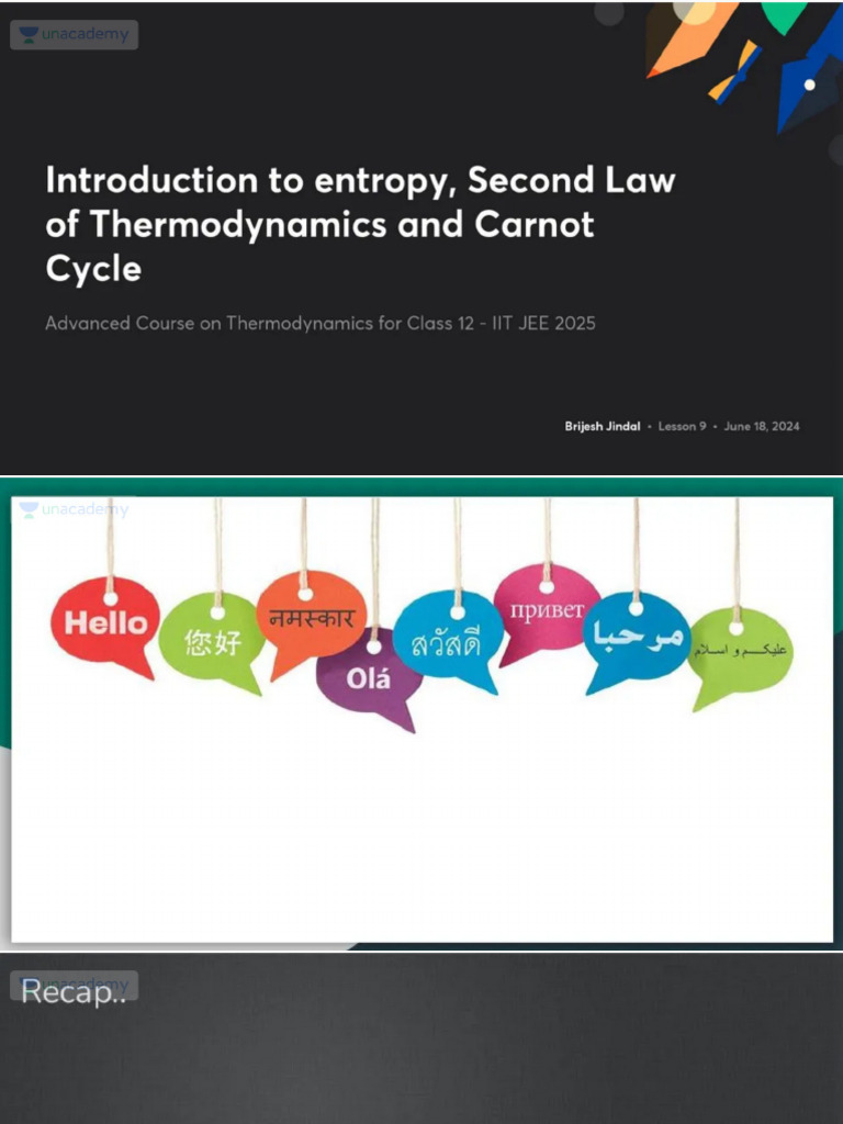Introduction To Entropy Second Law of Thermodynamics and Carnot Cycle ...