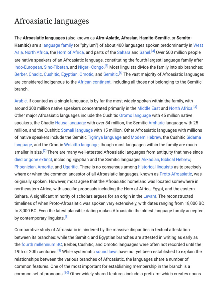 Overview of Afroasiatic Languages | PDF | Phonetics | Language Families