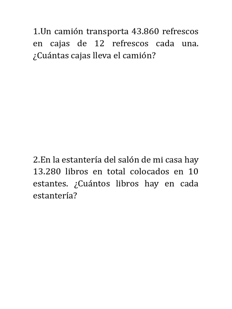 Problemas de divisiones para 4° grado | PDF