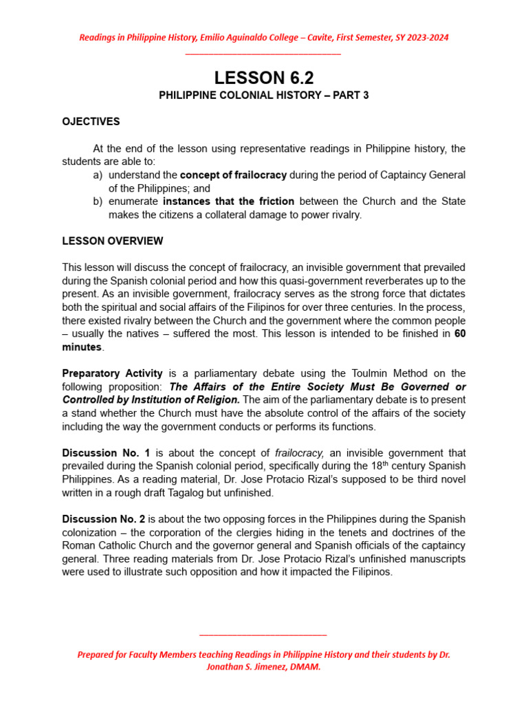 Philippine Colonial Frailocracy | PDF | Philippines | Manila