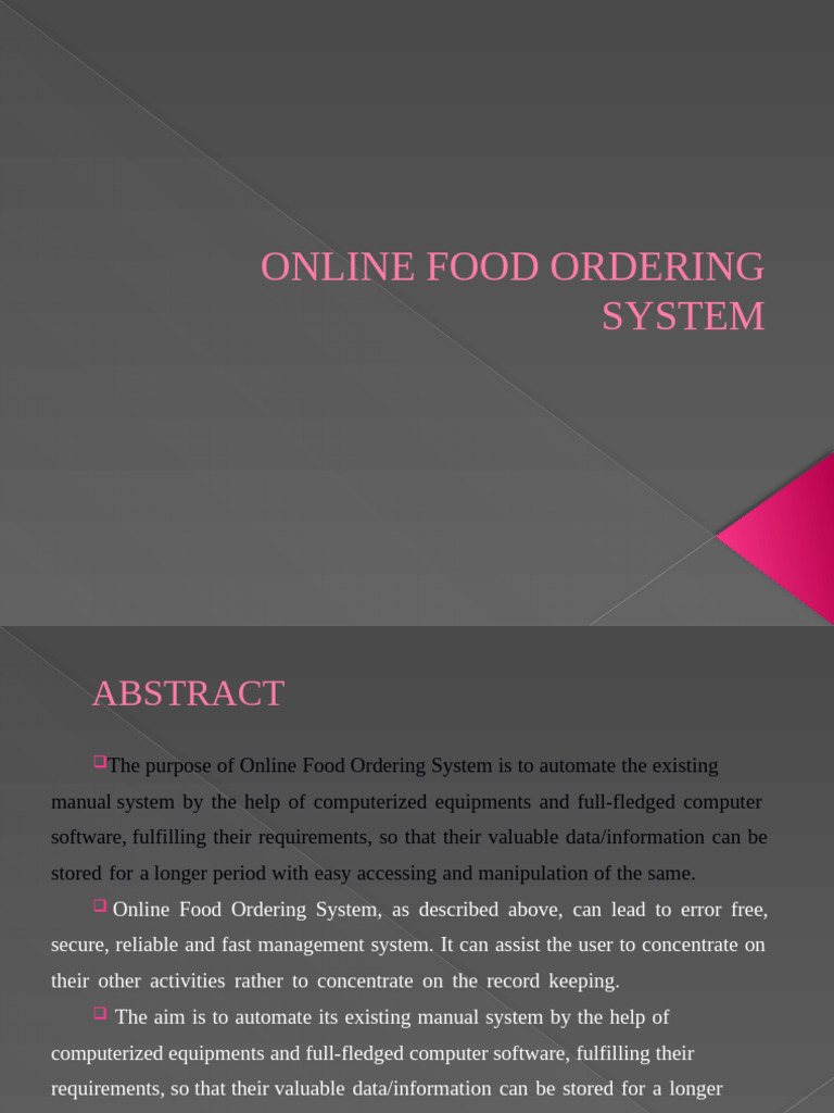 Online Food Ordering System | PDF | Software | My Sql