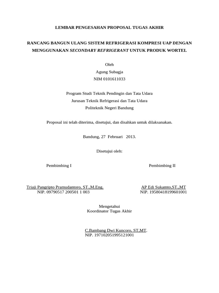 Lembar Pengesahan Proposal Tugas Akhir | PDF