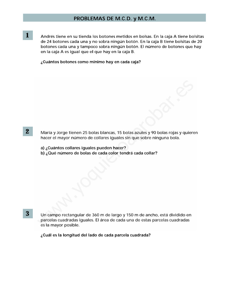 Problemas MCM y MCD | PDF