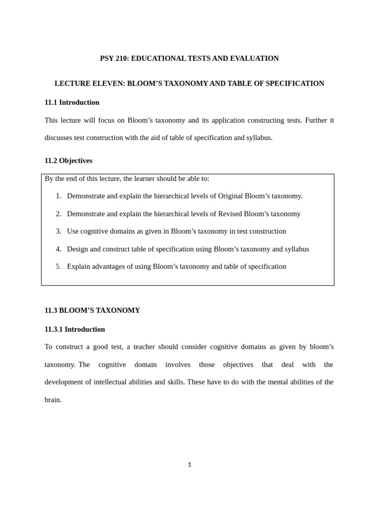 PSY 210 L11 Bloom's Taxonomy | PDF | Tag (Metadata)