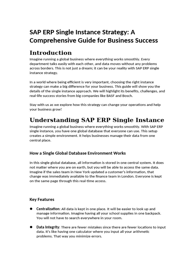 SAP ERP Single Instance Strategy Guide | PDF | Databases | Information ...
