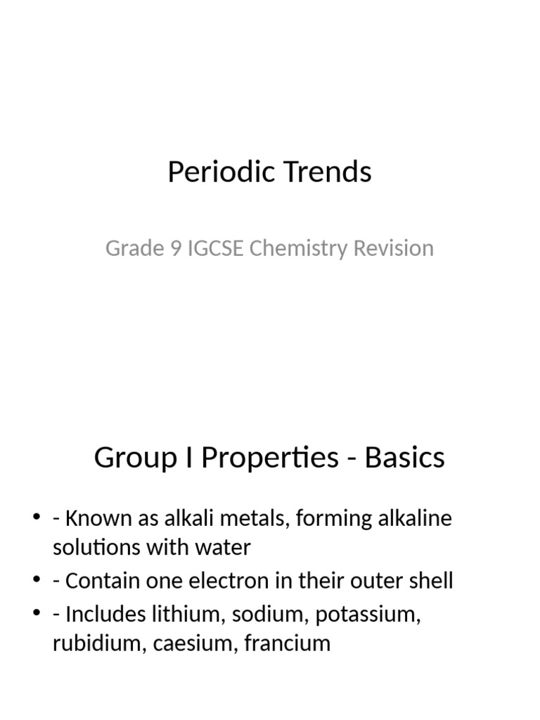 IGCSE Chemistry: Periodic Trends Guide | PDF