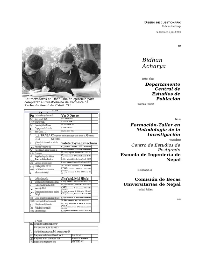 6.4 Diseño del Cuestionario_Acharya Bidhan.pdf | PDF | Cuestionario | Investigación cuantitativa