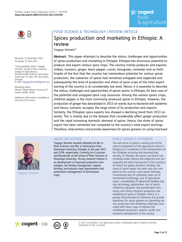 Spices Production and Marketing in Ethiopia A Revi | PDF | Chili Pepper | Agriculture