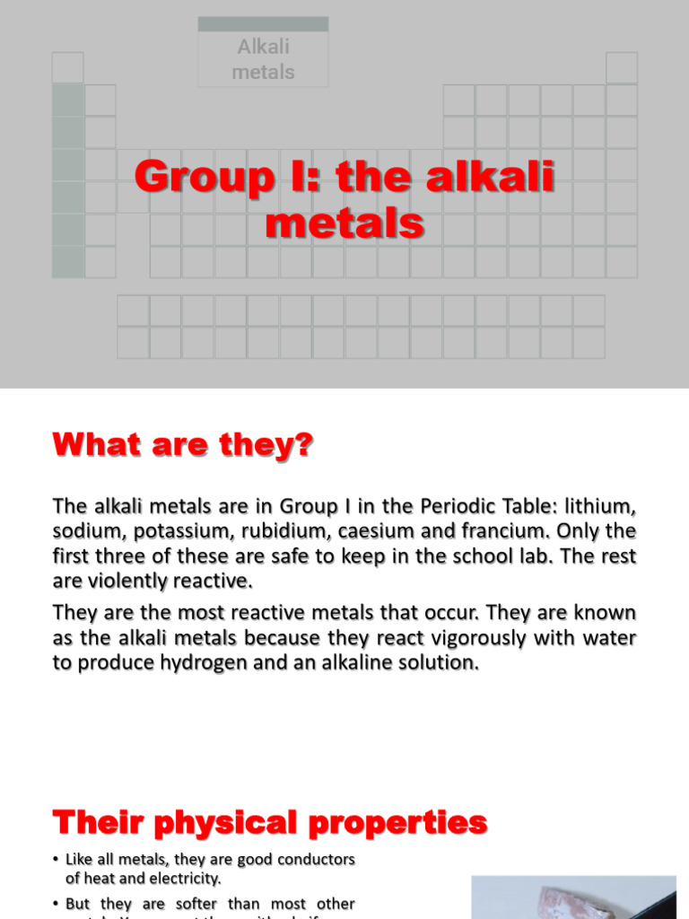 Overview of Alkali Metals Properties | PDF | Ion | Sodium