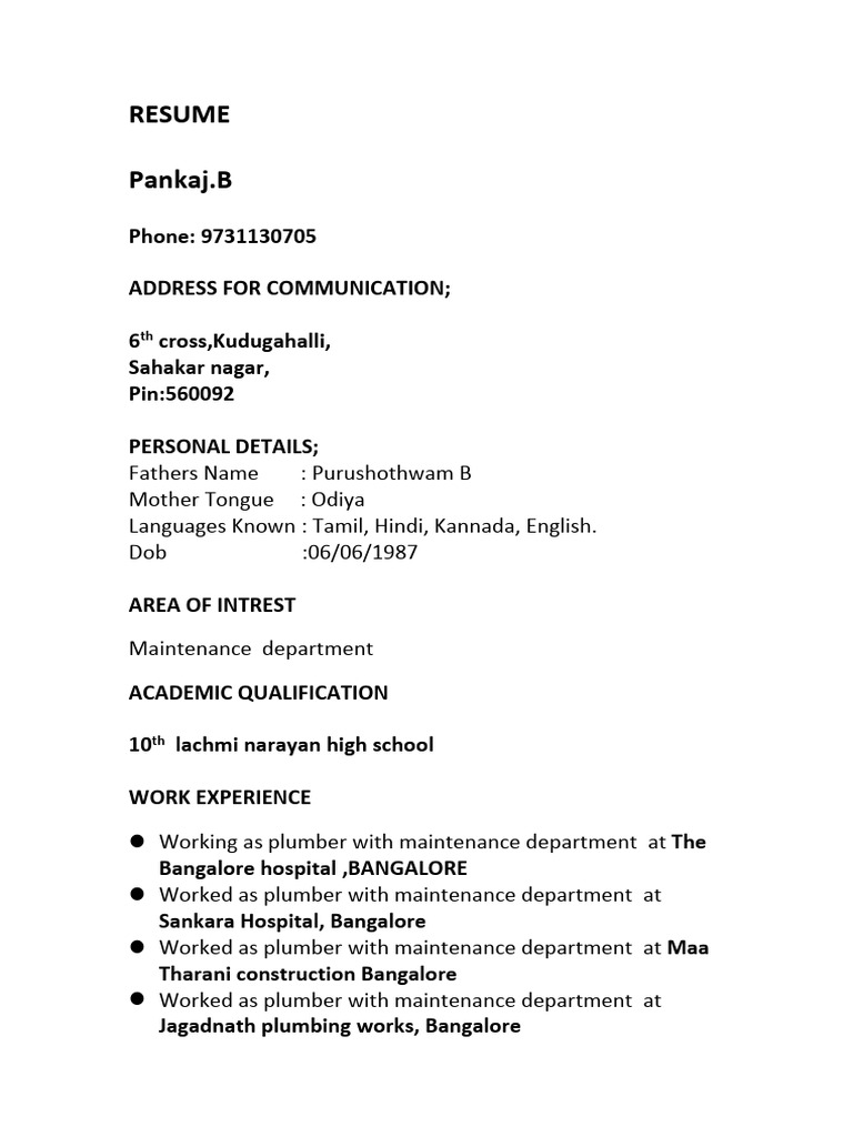 RESUME Pankaj | PDF