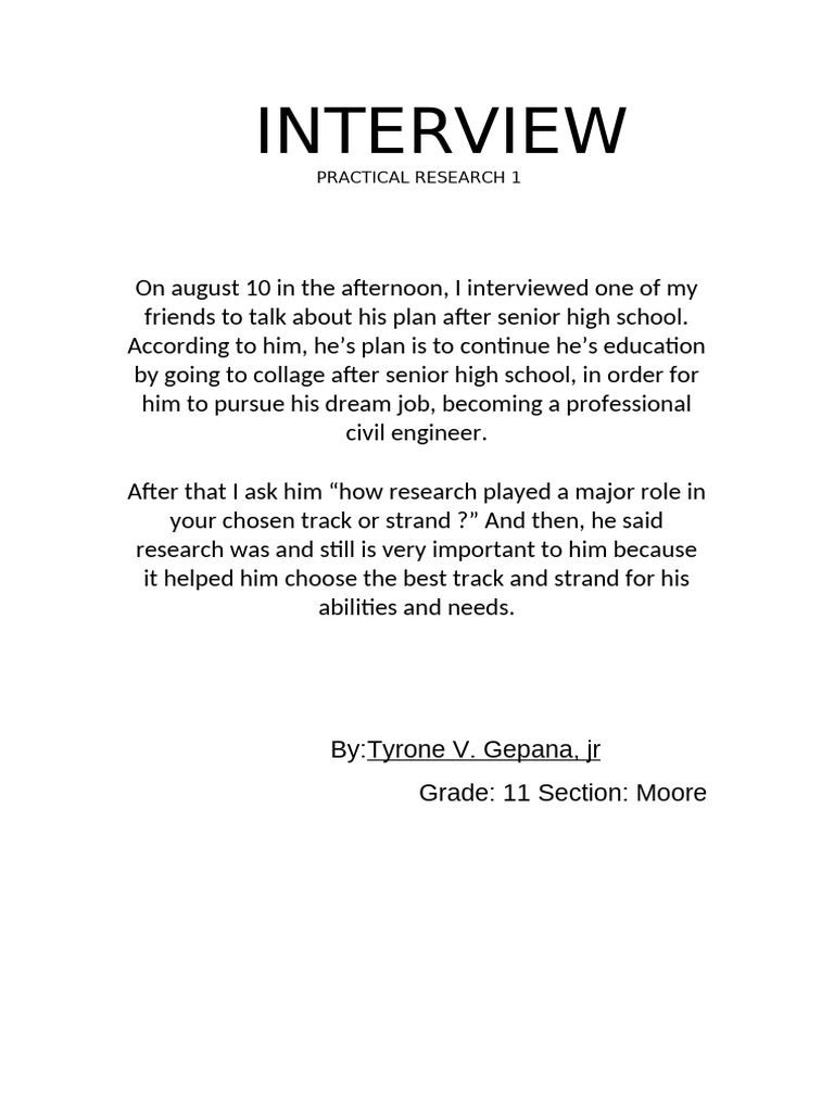 Interview Tyrone JR | PDF