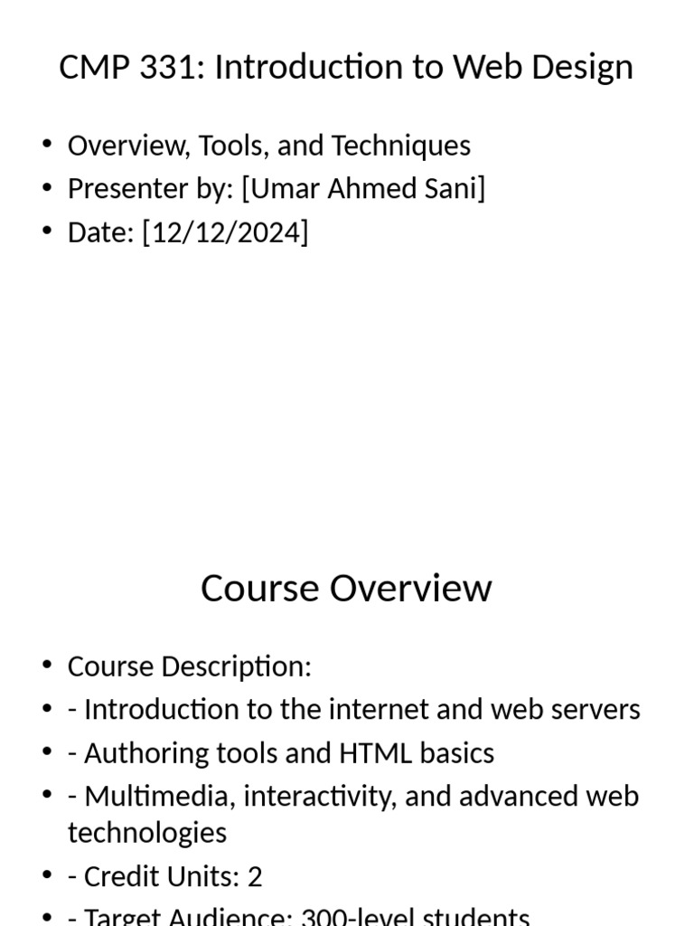 CMP331 Detailed Introduction To Web Design | PDF | World Wide Web | Internet & Web
