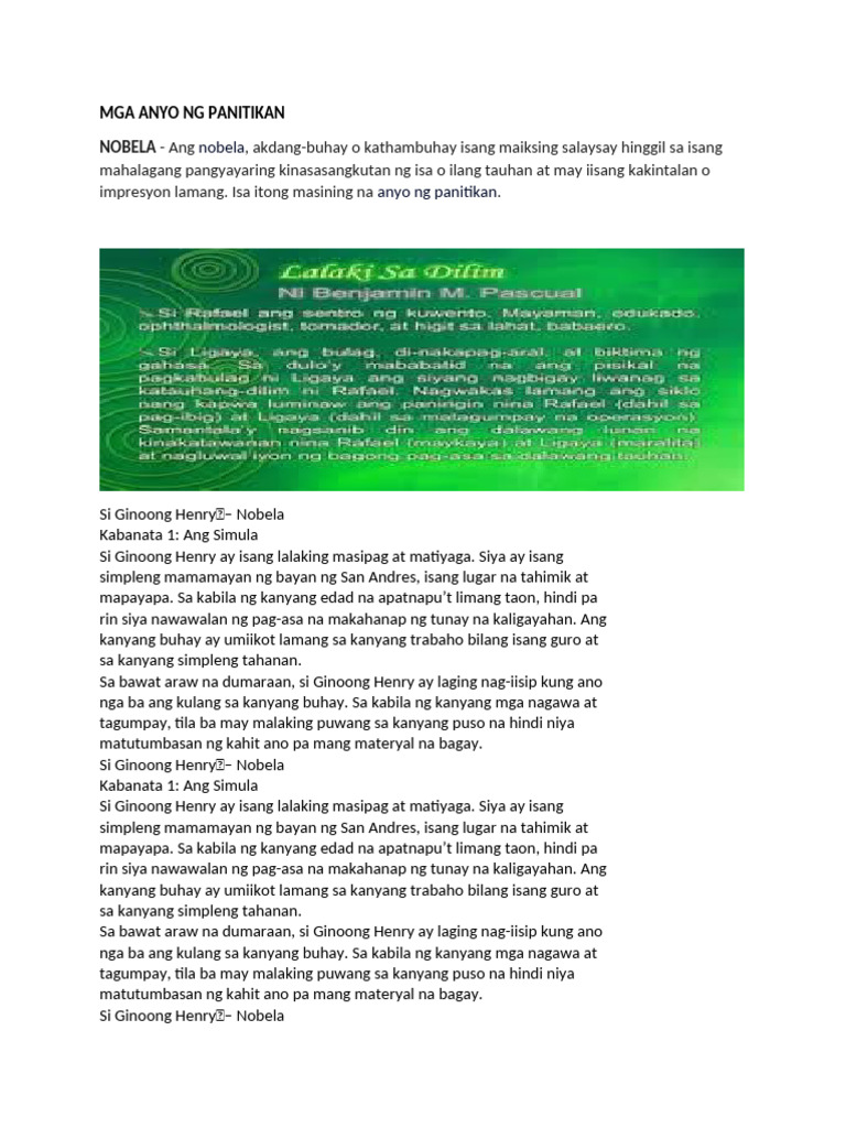 Mga Anyo NG Panitikan | PDF