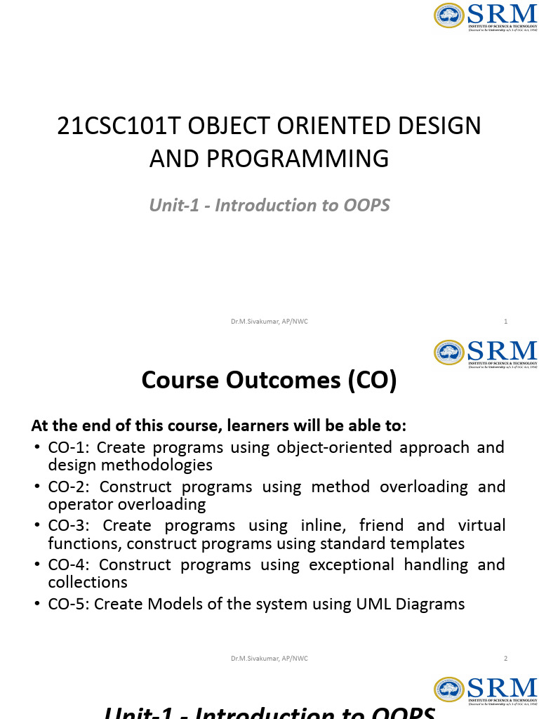 OODP UNIT-1 PPT.pptx | PDF | Pointer (Computer Programming) | Object ... OODP UNIT-1 PPT.pptx | PDF | Pointer (Computer Programming) | Object ...